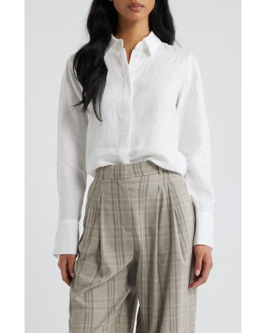 Mango Samara Linen Button-Up Shirt in White | Lyst