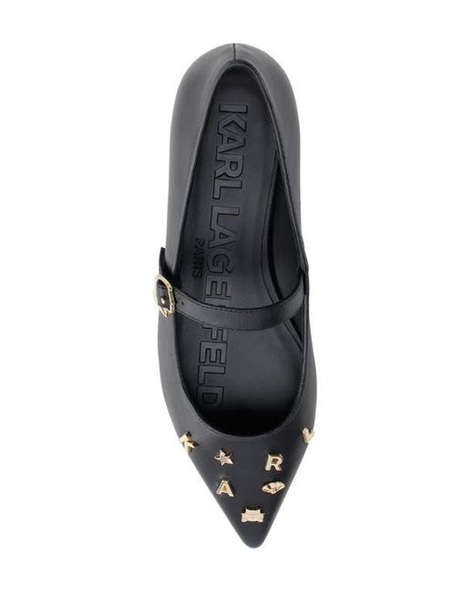 Karl Lagerfeld Veyda Ii Pointed Toe Mary Jane Flat in Black | Lyst