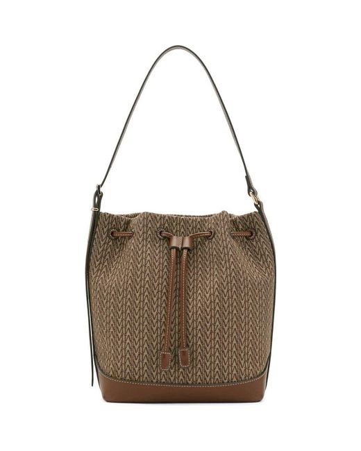 Mango Logo Jacquard Bucket Bag in Brown | Lyst