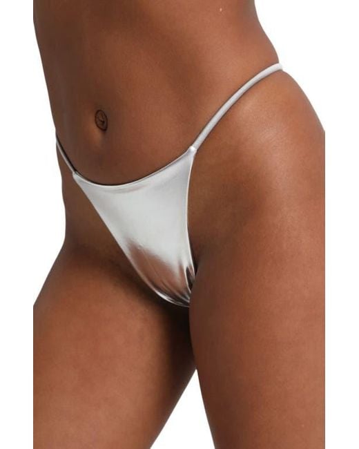 LECHERY Lustrous G-String Bikini Bottom in Brown | Lyst