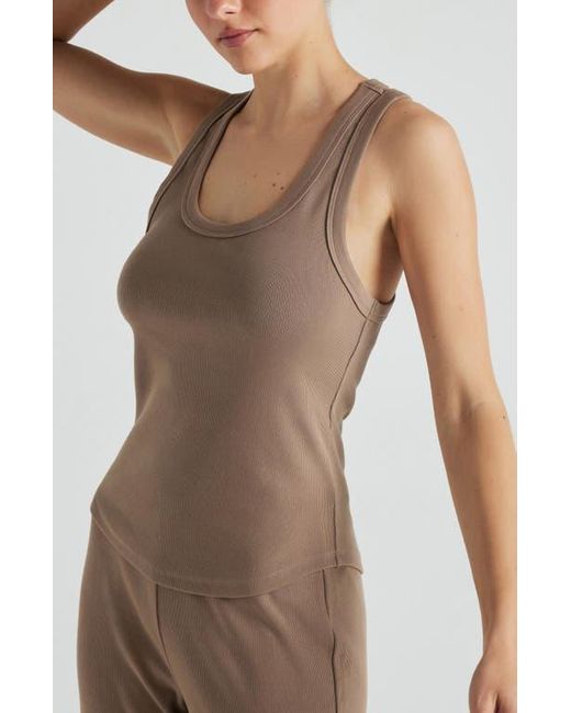 Losano Serene Rib Tank in Brown | Lyst