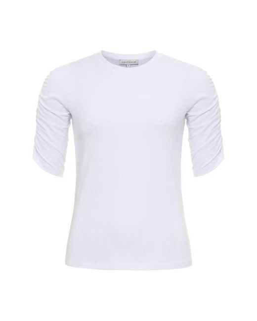 Anatomie Sophia Tshirt With Ruched Elbow Sleeves in White | Lyst