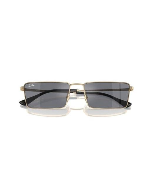 Ray-Ban Emy 59Mm Rectangular Sunglasses in Metallic for Men | Lyst