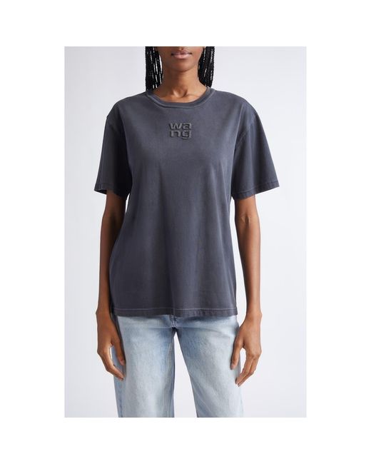 Alexander Wang Hotfix Logo Washed T-Shirt in Blue | Lyst