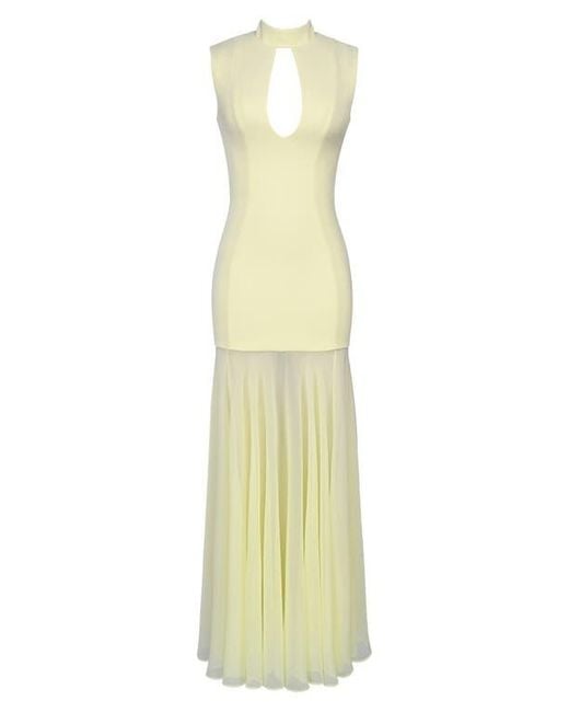 House Of Cb Raphaella Sleeveless Stretch Crepe Gown in Natural | Lyst