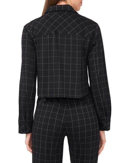 Halogen® Windowpane Check Crop Zip-Up Jacket in Black | Lyst