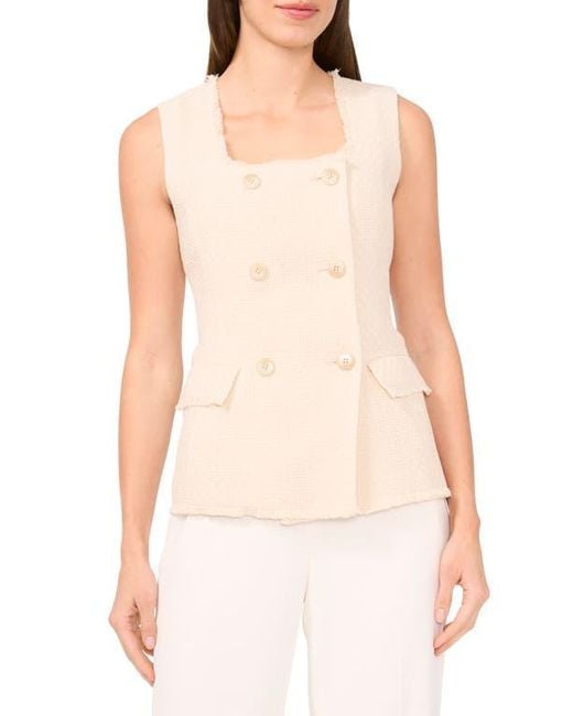 Halogen® Tweed Square Neck Vest in White | Lyst