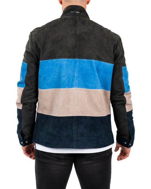 Maceoo Multi Panel Suede Jacket in Blue for Men | Lyst