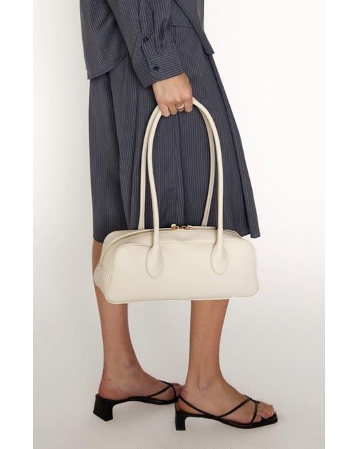 HYER GOODS La Strada Leather East West Bag in White | Lyst