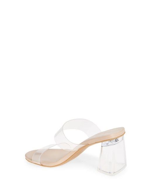 Open Edit Translucent Strappy Block-Heel Slide Sandals in White | Lyst