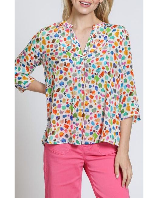 Apny Print Tassel Split Neck Chiffon Top In Red Lyst