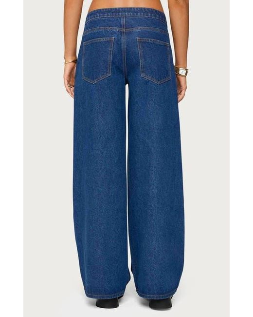 Edikted Edie Belted Low Rise Wide Leg Jeans in Blue | Lyst
