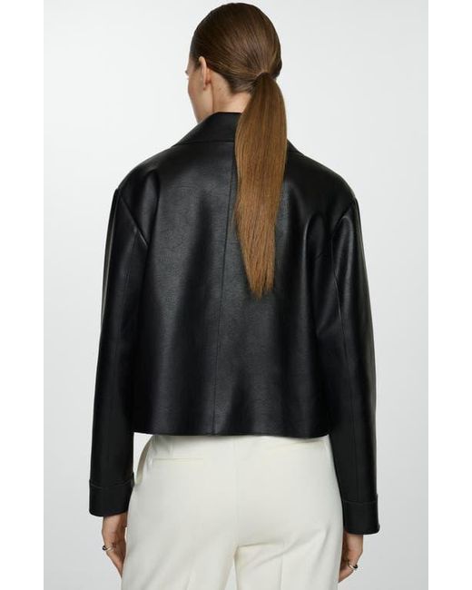 Mango Sabina Faux Leather Jacket in Black | Lyst
