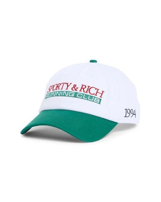Sporty & Rich Finish Line Embroidered Cotton Twill Baseball Cap in ...