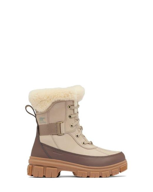 Sorel Waterproof Genuine Shearling Collar Hiking Boots in Natural | Lyst