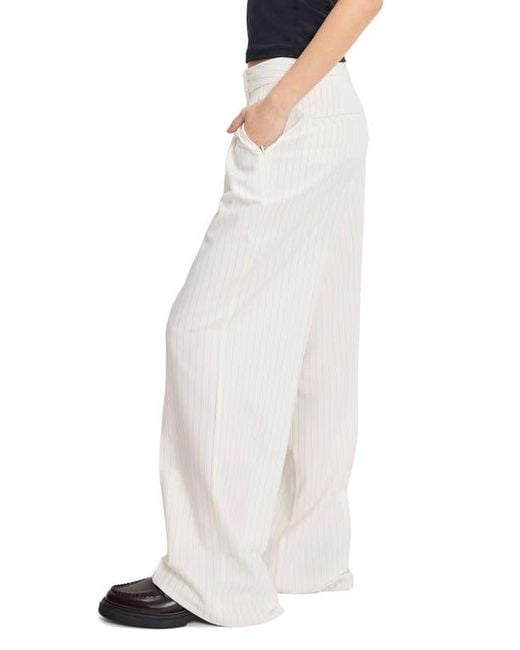 GOOD AMERICAN Essential Wide Leg Suiting Pants in White | Lyst