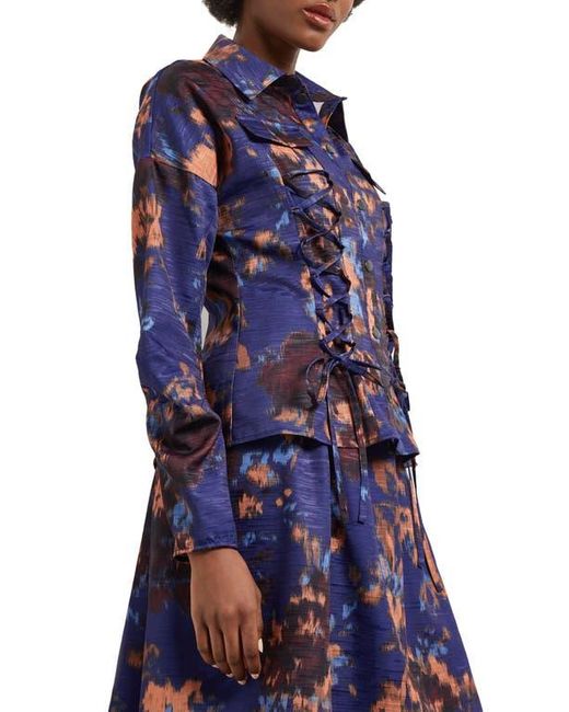 Misook Structured Corset Laced Woven Jacket in Blue | Lyst