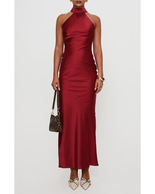 Princess Polly Mordecai Tie Back Satin Maxi Dress in Red | Lyst