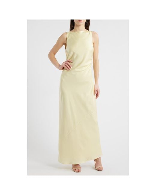 Wayf Isadora Open Cowl Back Cocktail Dress in Yellow | Lyst