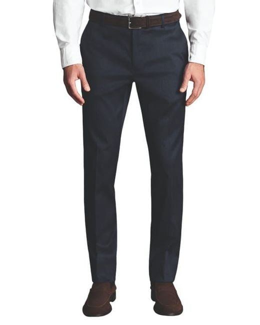 Charles Tyrwhitt Slim Fit Smart Texture Pants in Blue for Men | Lyst