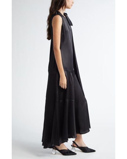 Simone Rocha Bow Shoulder Silk Satin Dress in Black | Lyst