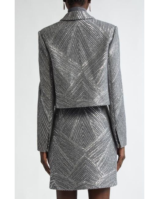 St. John Sequin Chevron Embellished Jacket in Gray | Lyst