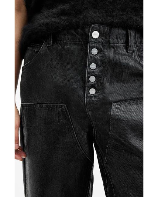 AllSaints Tay Straight Leg Carpenter Jeans in Black | Lyst