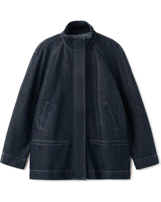 Mango Gathered Waist Denim Parka in Blue | Lyst