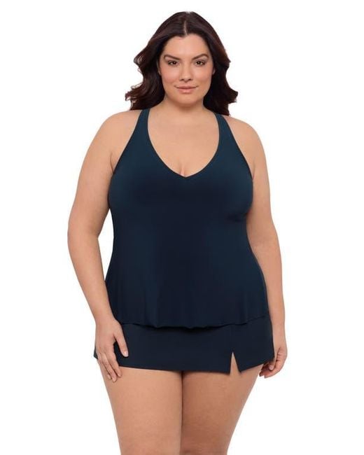 Aqua Green Plus Size V-Neck Full Coverage Ladder Trim Racerback Tankini ...