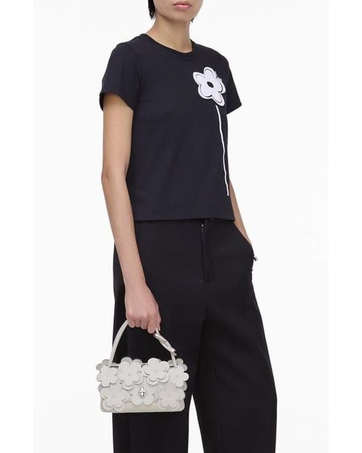 Marc Jacobs The Mini Dual Daisy Appliqué Leather Top Handle Bag in Gray | Lyst