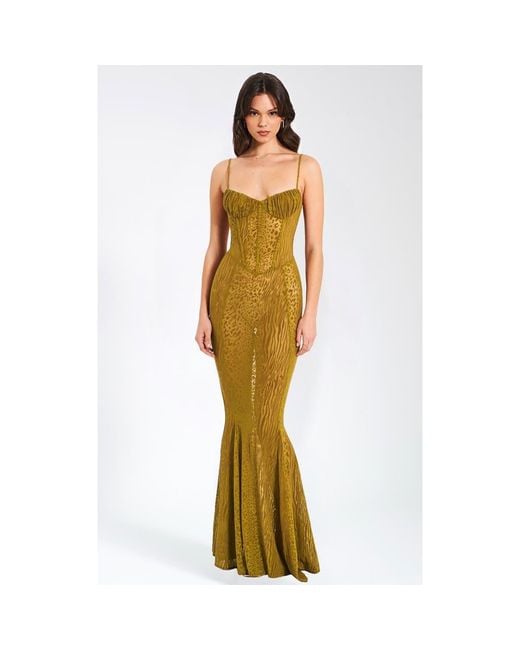 Miss Circle Ulani Burnout Velvet Detail Mesh Maxi Mermaid Dress in ...