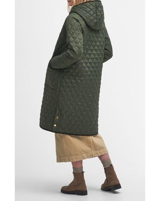 Barbour Harmby Quilted Longline Coat in Green | Lyst