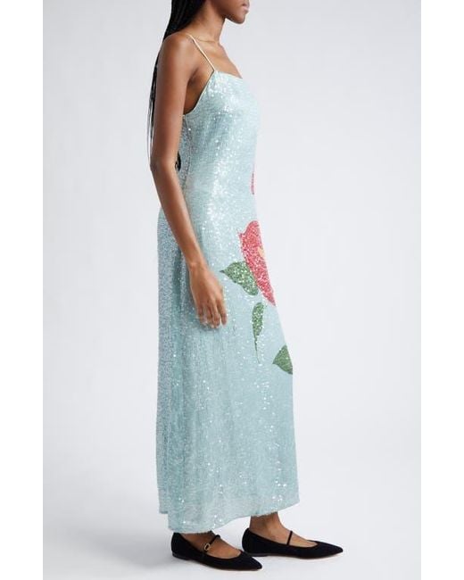 FARM Rio Anthurium Sequin Shift Dress in Blue | Lyst