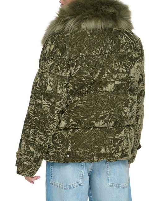 Andrew Marc Charleroi Faux Fur Collar Down & Feather Fill Velvet Puffer ...