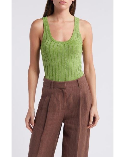 Mango Metallic Rib Sweater Tank in Green | Lyst