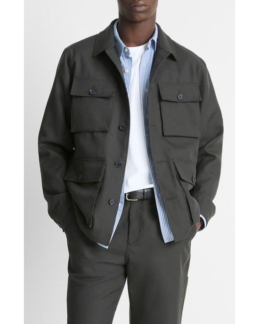 Vince Tropical Wool Field Jacket in Black for Men | Lyst