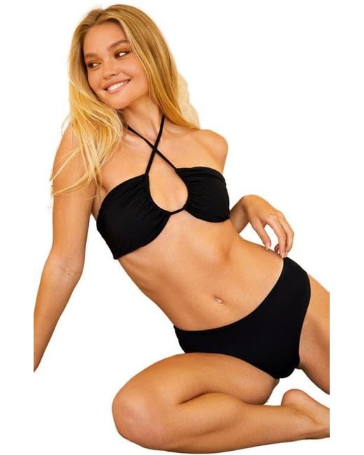 Dippin' Daisy's Amalfi String Tie Bandeau Bikini Top in Black | Lyst