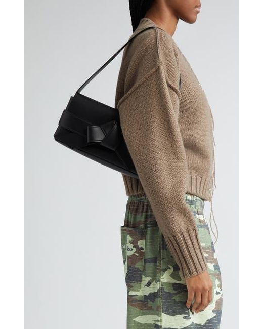 Acne Studios Musubi Elongated Bow Detail Leather Crossbody Bag in Black ...