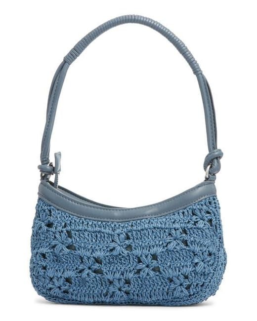 Sam Edelman Layla Floral Raffia Shoulder Bag in Blue | Lyst
