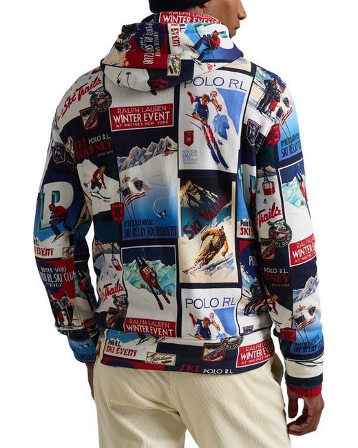 Polo Ralph Lauren Ski Patchwork Fleece Hoodie in Blue for Men | Lyst