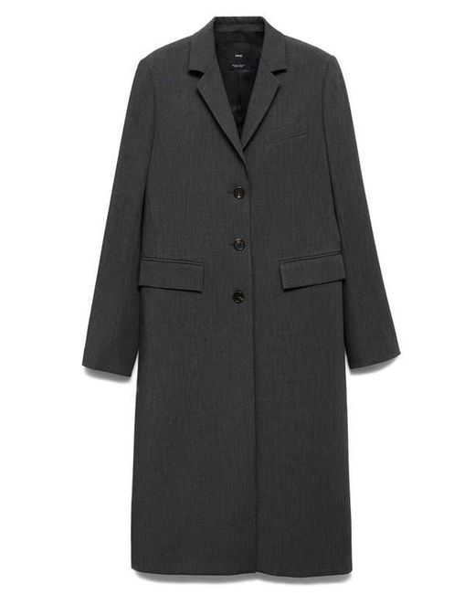 Mango Long Straight Coat in Black | Lyst