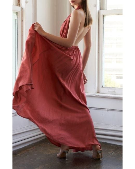 FREEMARKET Open Back Halter Maxi Dress in Red | Lyst