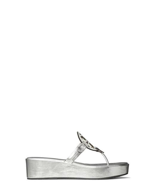 Tory Burch Miller Platform Wedge Flip Flop in White | Lyst