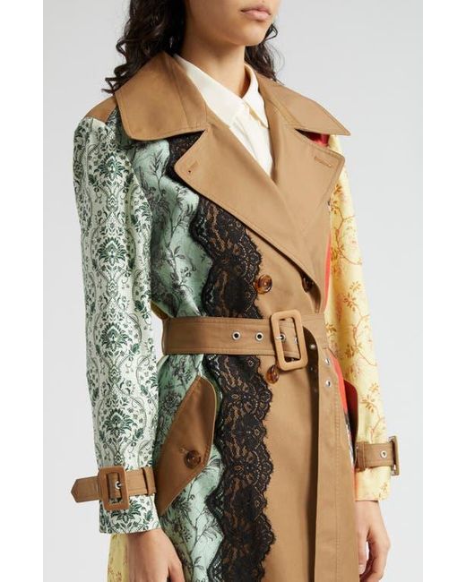 Alice + Olivia Keith Lace Trim Trench Coat | Lyst