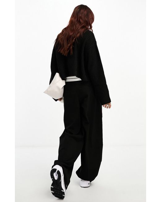 Asos Boxy Turtleneck Rib Sweater In Black Lyst