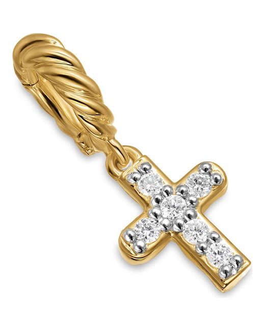 David Yurman Micro Pavé Cross Enhancer in Metallic | Lyst