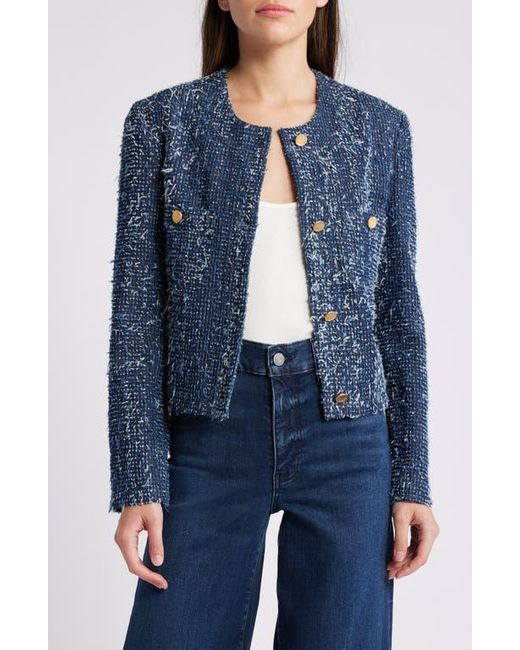 FRAME Denim Bouclé Jacket in Blue | Lyst