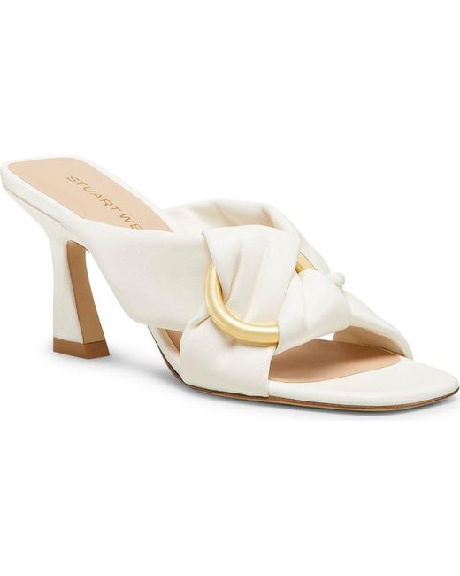 Stuart Weitzman Cece Slide Sandal in White | Lyst