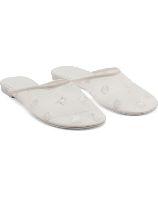 Mango Embroidered Mesh Mule in White | Lyst