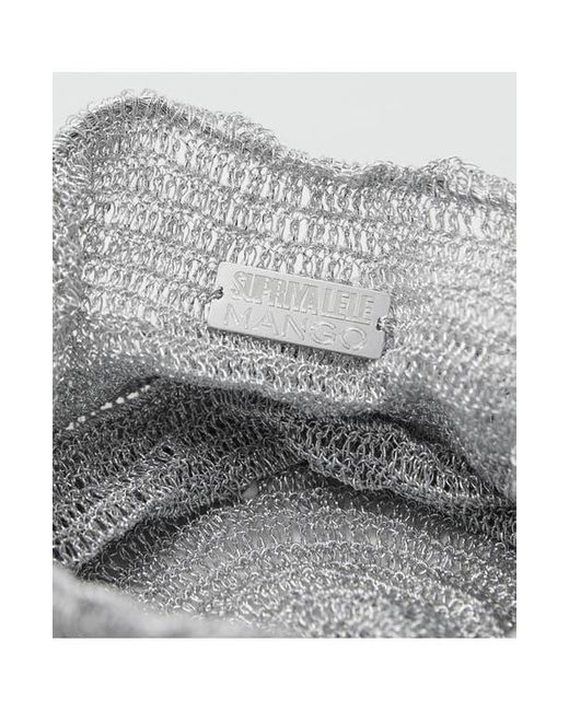 Mango X Supriya Lele Metallic Sack Clutch in Gray | Lyst